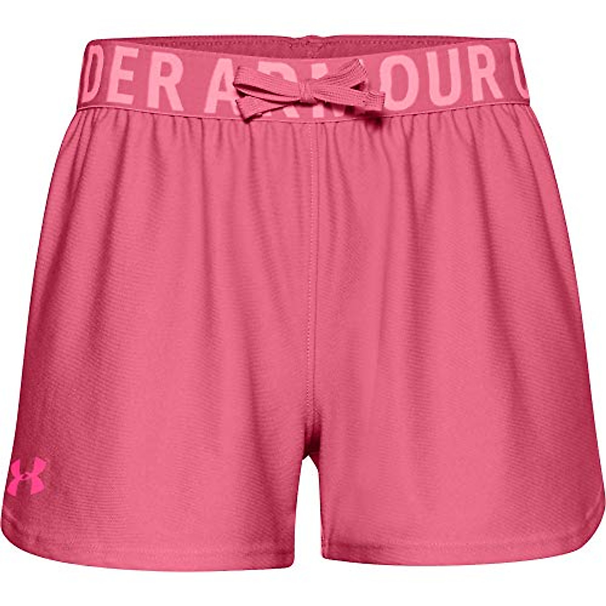 Under Armour Girls' Play Up Solid Workout Gym Shorts , Pink Lemonade (668)/Cerise , Youth Large