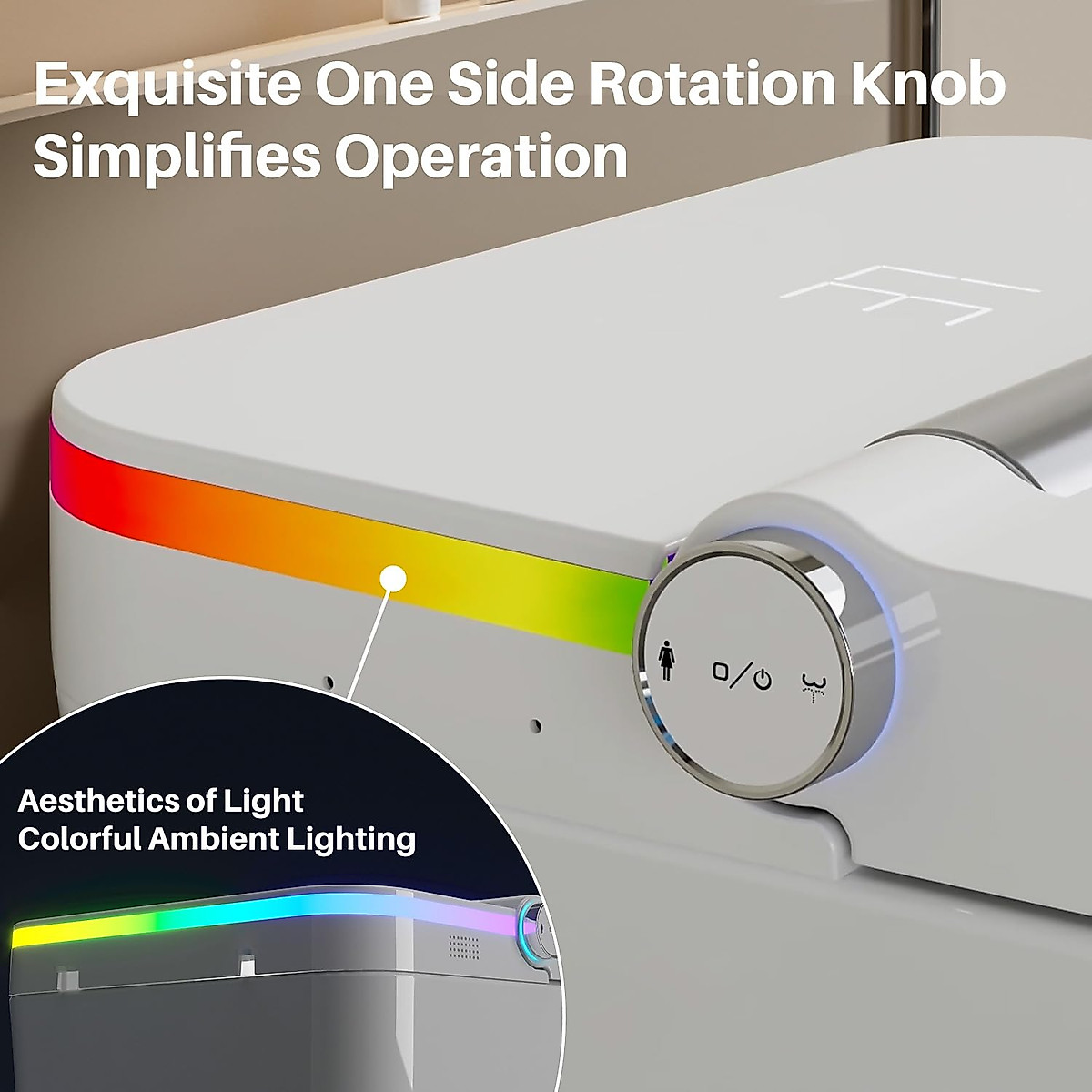 Smart Bidet Toilet with Unlimited Heated Water/Adjustable Washing Settings/Air Dryer/LED-light, One Piece Bidet-Toilet with Remote Control/Auto Open&Close Cover