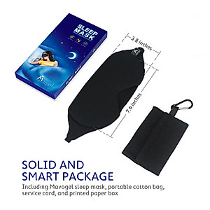 Mavogel Cotton Sleep Mask - Updated Design Light Blocking Sleep Eye Mask, Soft and Comfortable Night Sleeping Mask for Men Women, Eye Blinder for Travel/Sleeping, Includes Travel Pouch, Black