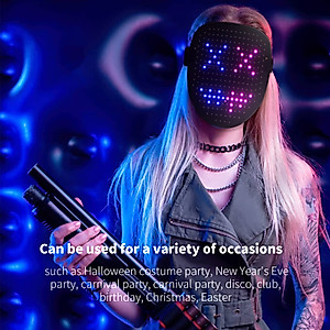 jcwfuno Led Mask Gesture Control Face Changing, Apply To Cosplay Accessories For Halloween Masquerade Costumes, Christmas Rave Party，2022 Upgraded Coolest Halloween Adult Light-up Mask