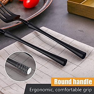 Lemeya 18/10 Stainless Steel Matte Black Silverware Set,24 Piece Luxury Flatware Cutlery Set Service for 6, Include Knife Fork Spoon and Tea Spoon,Dishwasher Safe