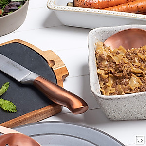 Copper Knife Set with Block - 14 PC Self Sharpening Knife Block Set - Rose Gold Knife Set & Black Knife Block with Sharpener - Copper Kitchen Accessories and Decor