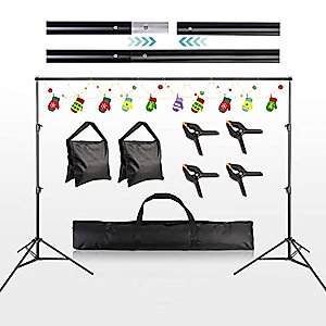 Heavy Duty Backdrop Stand, 6.5 x 10ft Adjustable Photo Backdrop Stand for Parties, Back Drop Banner Stand Support System Kit for Photoshoot, Portrait, Studio Photography, Baby Shower…
