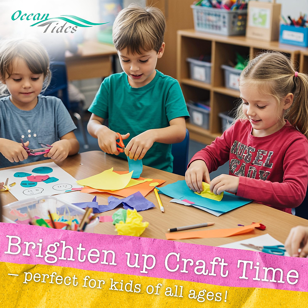 Ocean Tides Tissue Paper Gift Wrap - Large Sheets of Bulk Wrapping 100 200 300 or 500 Sheets 20 X 30Assorted Black Blue Fuchsia Gold Green Orange Pink Purple Silver White Yellow