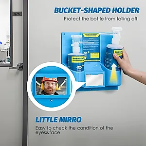 Frifreego Portable Eye Wash Station with Eyewash Bottles, Emergency Wall Mount Eyewash Station, Self-contained Eye Wash Kit with Mirror&16.09oz Bottles, Emergency Eye Wash Unit, NO Eyewash Solution