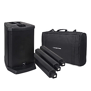 Sound Town Portable Line Array Column PA/DJ System with Sub Bass Module, TWS Bluetooth, Built-in 3-Channel Mixer, Carry Bag (CARPO-L1)