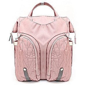 Uguisu Boys and Girls Diaper Backpack,Baby Nappy Bag Backpack,Baby Portable Folding Bed,Baby Large Capacity Multifunctional Diaper Backpack,Baby Gift - Pink