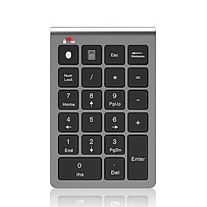 Bluetooth Number Pad Wireless & Wired 10 Key USB Keypad Two in One, Rechargeable Numpad for Laptops, Desktop, Computers Accessories Compatible with MacBook iPads ChromeBook EliteBook Notebook etc.