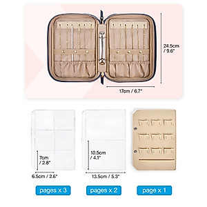 BAGSMART Jewelry Travel Organizer Case Transparent Jewelry Storage Book Ring Binder Jewelry Bags Clear Booklet Zipper Pouch Bag for Necklaces, Earrings, Rings, Bracelets, Dark Blue