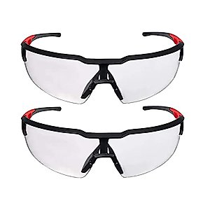 Milwaukee Anti-Fog Safety Glasses Clear Lens Black/Red Frame 2 pc. - Case of 2