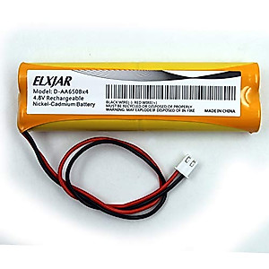 elxjar (5-Pack) 4.8V 600mAh Ni-CD Battery Pack Replacement for Unitech Dual-Lite 0120859, All Fit E1021R LITHONIA D-AA650Bx4, EJW-NI-CAD BYD D-AA650B-4 Exit Sign Emergency Light