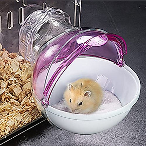 Qoyntuer Small Animals Sand Bathroom Cage Toilet Bathtub,Hamster External Toilet Bathroom Sand Bathing Box Removable Toilet Bathtub Sand Bath Container Pet Toy Acrylic Hamster Bathroom Cage (Blue)
