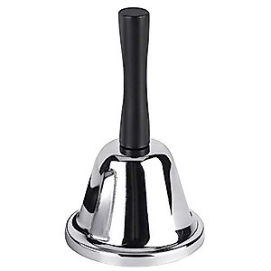 MROCO Loud Hand Bell, Silver Steel Hand Bells for Adults, Dinner Bells for Inside Classroom Bell, for Food Line, Alarm, Jingles, Ringing