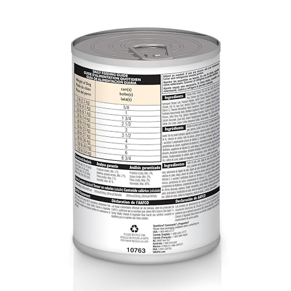 Hill's Science Diet Senior Vitality, Senior Adult 7+, Senior Premium Nutrition, Wet Dog Food, Chicken & Vegetables Stew, 12.5 oz Can, Case of 12