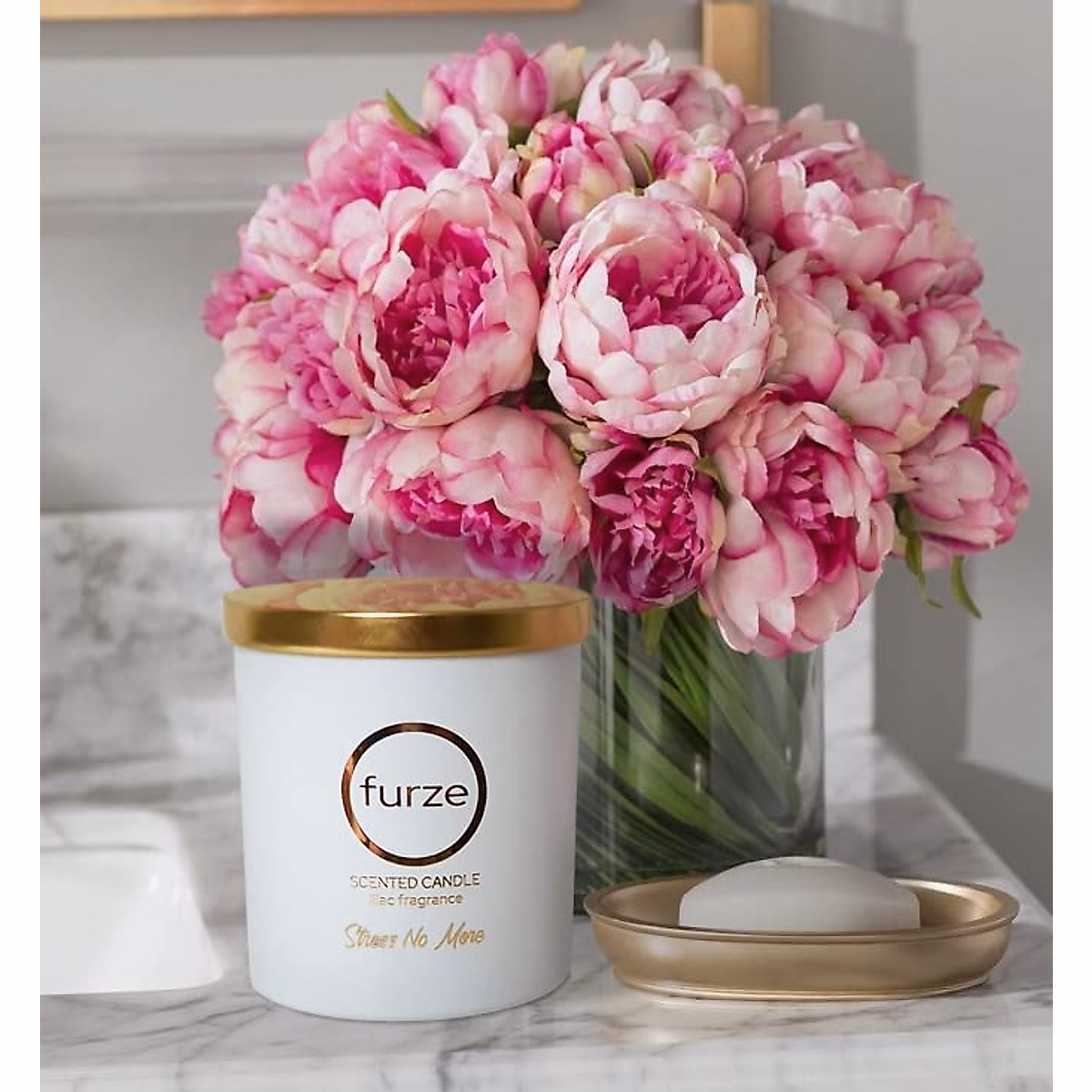 Stress No More | Premium Quality Scented Candle | Highly Scented with Fascinating Lilac Fragrance | 12.3oz 100% Natural Soy Wax | 50H Long Burning Time | Scented Candles Gifts for Women & Men