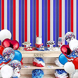 4th of July Crepe Paper, 8 Rolls Red Navy White and Blue Crepe Paper Streamers Tassels Streamer Paper for Patriotic Party Supplies, Decorations for Independence, Memorial, Veterans Day