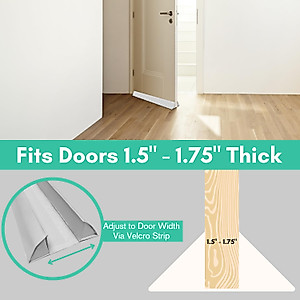 Absolute Living Triangular Door Draft Stopper - Snug and Flush Block Wind, Light, Dust, Noise Adjustable Bottom of Blocker 2'' Tall Under The Guard (35.5'' Cuttable), White