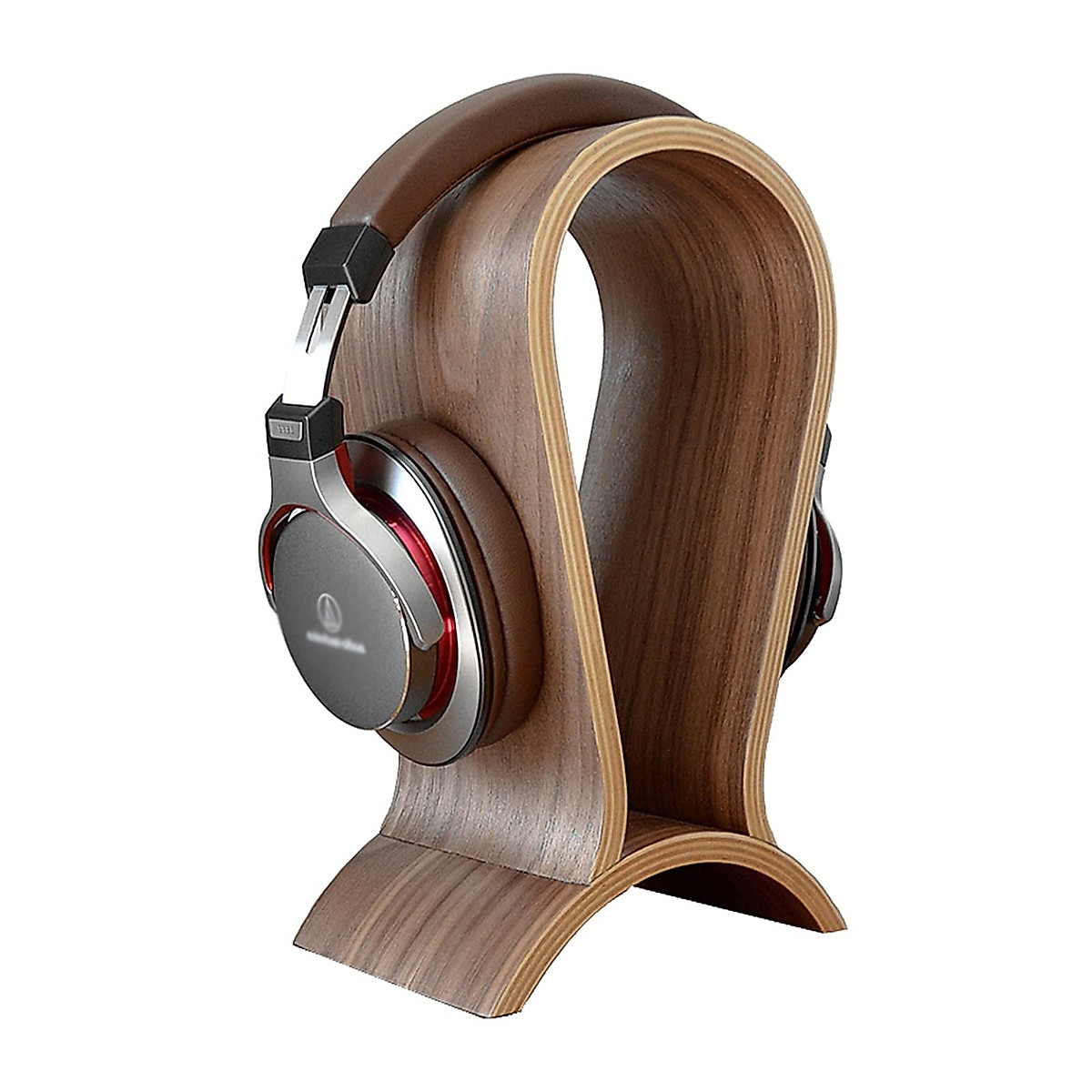 ZLASS Headphone Stand Classic Wooden Headphone Headset Stand Walnut Solid Wood Hanger Headset Display Gaming Headphone Display（Arch Bridge Type） PC Gaming Headset Stand