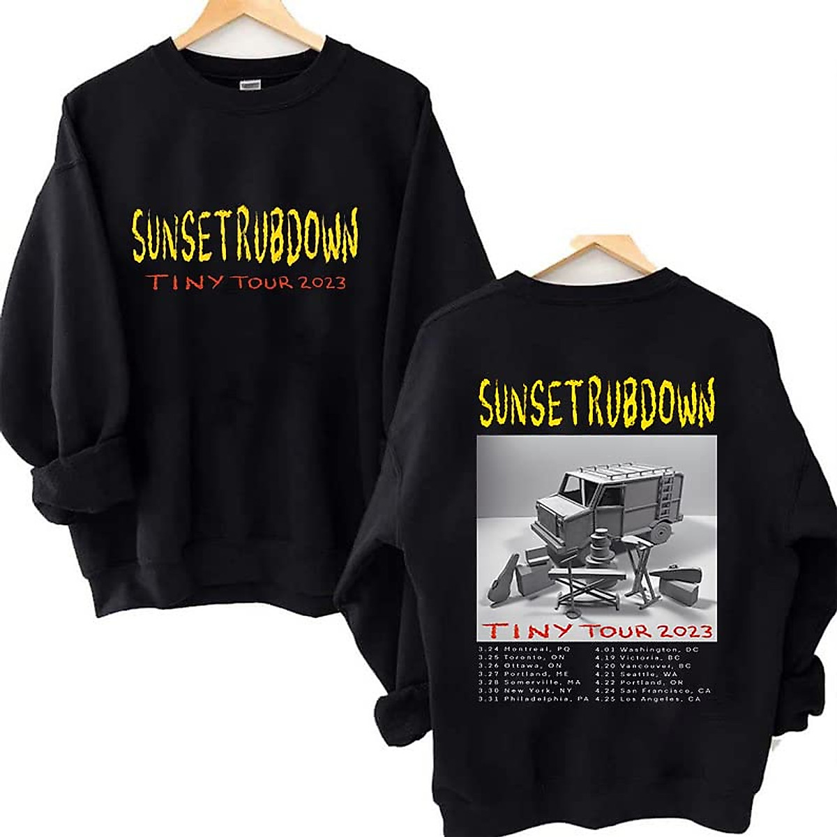 Sun%set Rubd%own Ti%ny Tour 2023 T-Shirt, S.un%set Rubd%own Tour Hoodie, S.un%set Rubd%own Ti%ny Tour 2023 Sweater Long Sleeve, Tanktop, Gift For Fan