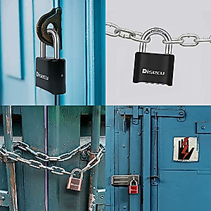 Disecu 2 Pack 4 Digit Heavy Duty Combination Lock Outdoor Waterproof Padlock for School Gym Locker, Sports Locker, Fence, Toolbox, Gate, Case, Hasp Storage (Black)