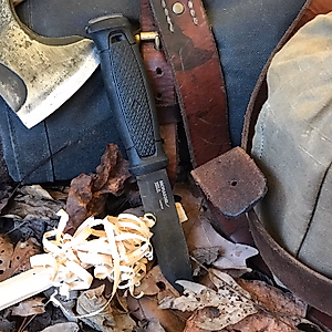 Morakniv Garberg Full Tang Fixed Blade Knife with Carbon Steel Blade and Leather Sheath, Black, 4.3 Inch