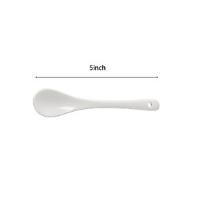 Mosuji Set of 6 Premium White Porcelain Coffee Spoons for Espresso, Tea, Sauces, and Desserts