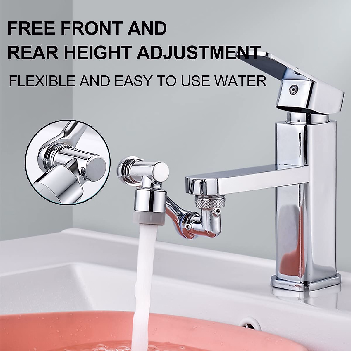 1080° Swivel Faucet Extender Sink Aerator, Splash Water Filter Extension, Kitchen Bathroom 360° Rotatable Spray Attachment, Universal Robotic Arm -Wash Hand/Hair/Face