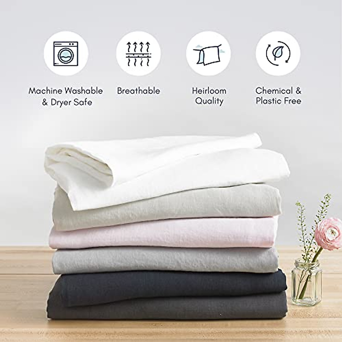 Natural Linen Duvet Cover from Baloo, Removable Cover for Weighted Blankets - Soft, Premium, Breathable French Linen, 42x72 inches, Dove Grey…