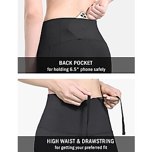 BALEAF Women's Waterproof Leggings Fleece Lined Thermal Warm Winter Yoga Water Resistant Pants with Pockets Black S