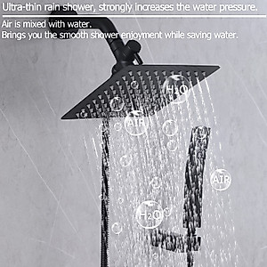 FSCEPIXI 2 Handles Shower Faucet Set,Rain Shower Head with Handheld Shower Combo Set,Dual 2 in 1 Shower System,Wall Mounted,Matte Black