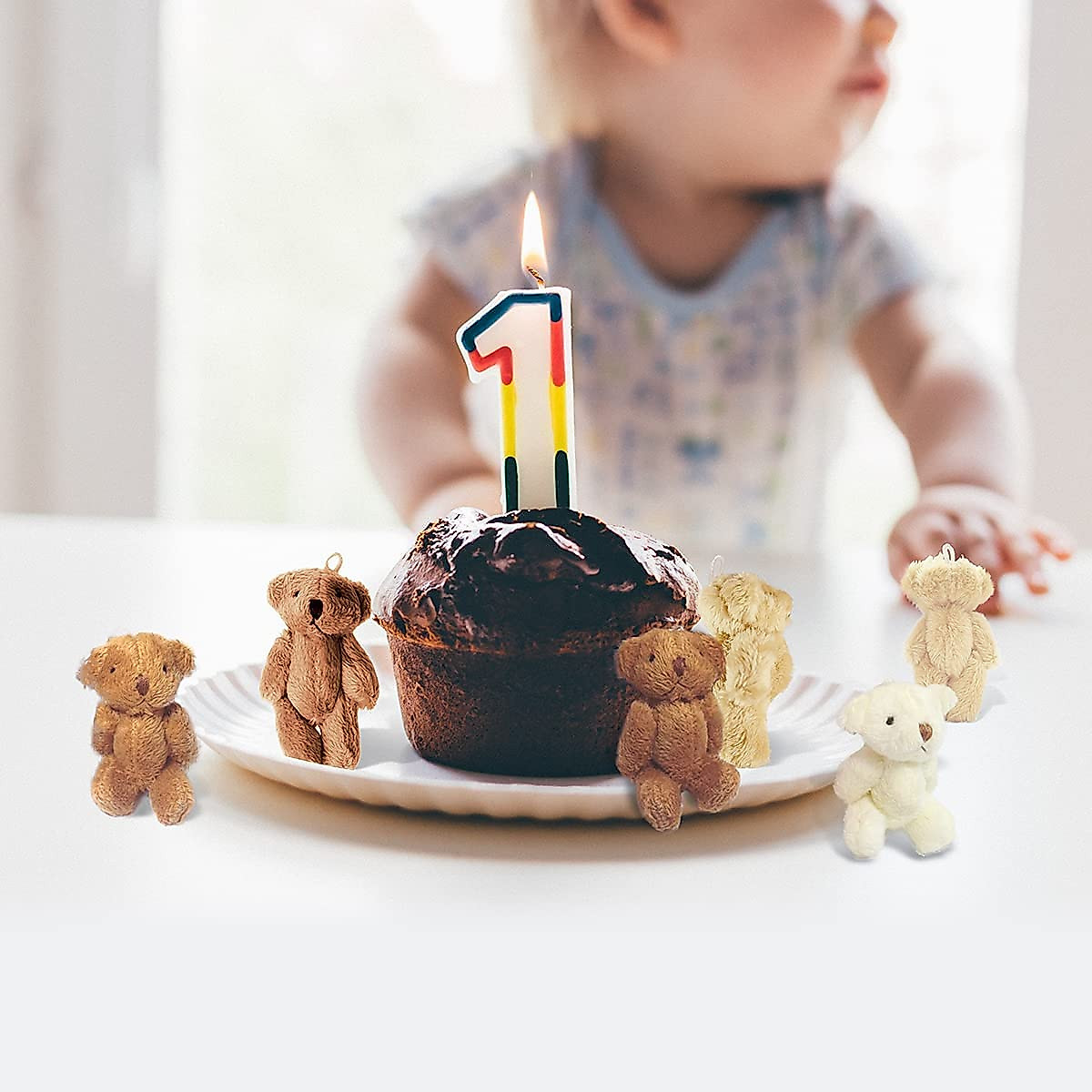 12Pcs Stuffed Plush Mini Teddy Bears, 6cm Joint Stuffed Small Teddy Bears Tiny Bear Stuffed Animal Bulk for Cake Decorations Party Favors Supplies Bag DIY Accessory Christmas Stocking …