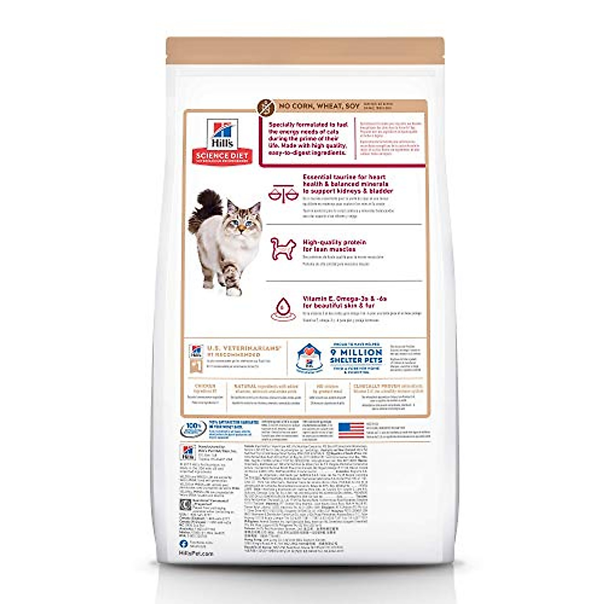 Hill's Science Diet Adult 1-6, Adult 1-6 Premium Nutrition, Dry Cat Food, No Corn, Wheat, Soy Chicken & Brown Rice Recipe, 7 lb Bag