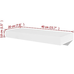 vidaXL 2pc White Floating Wall Shelf Wall-Mount Display Storage Hanging Shelves