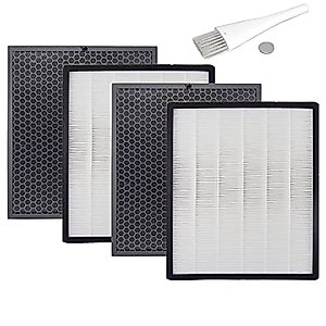 LV-PUR131 Replacement Filters Set Compatible with Levoit Air Purifier Models LV-PUR131, LV-PUR131S,LV-PUR131-RF(2 Pack True HEPA & 2 Pack Activated Carbon)