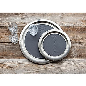 Service Ideas TR1614SR Tray with Top and Bottom Built in Non-Slip Rubber Inserts, 14" Round, Dishwasher Safe, Stainless Steel
