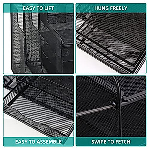 Tisediwer 4 Trays Paper Organizer Letter Tray, 4 Tier Paper Letter Office Desk Organizer with Upright File Holder, About 40 Paper Clips, 5 Binder Clips