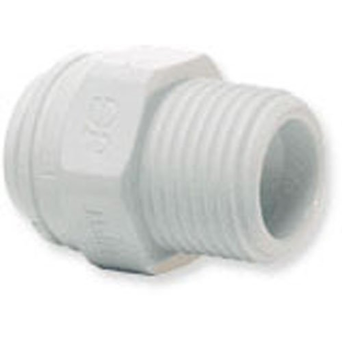 John Guest White Polypropylene 1/4" x 1/4" (Tube OD x Thread) NPTF Male Connector Straight Adaptor Quick Connect