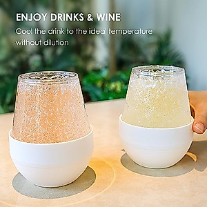 Freeze Wine Cooling Cup Set: Set of 1 Chiller Mug Red and White Wine Glasses with Frozen Gel - Plastic Shatter Resistant Double Wall Insulated Cooler Cups 10 oz