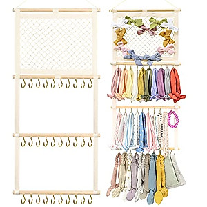 POVETIRE Headband Holder Hair Bows Organizer for Girls,Baby Headbands Hair Accessories Organizer Storage Wall Hanging Decor for Nursery Toddler Girls Room