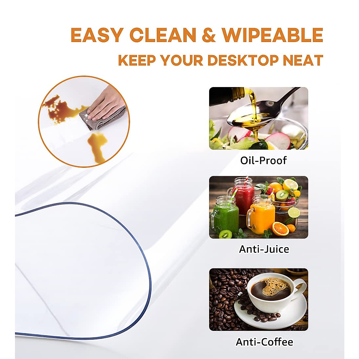 42 Inch Round Clear Table Cover Protector, Thick Plastic Tablecloth Vinyl Easy Clean, Protective PVC Table Desk Mat Pad for Round Coffee Table Living Dining Room Kitchen Waterproof Heat Resistant