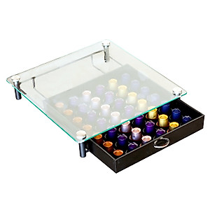 DecoBros Crystal Tempered Glass Nespresso OriginalLine Storage Drawer Holder for Capsules