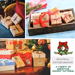 300 PCS Christmas Stickers,2 * 3 Inch Christmas Label Stickers,6 Designs of Christmas Labels,Kraft Paper Christmas Stickers,Christmas Label Stickers,Merry Christmas Stickers