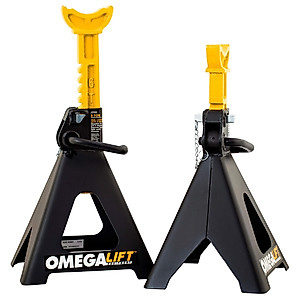 Omega Lift Heavy Duty 6 Ton Jack Stands Pair - Double Locking Pins - Handle Lock and Mobility Pin for Auto Repair Shop with Extra Safety (JZ060)