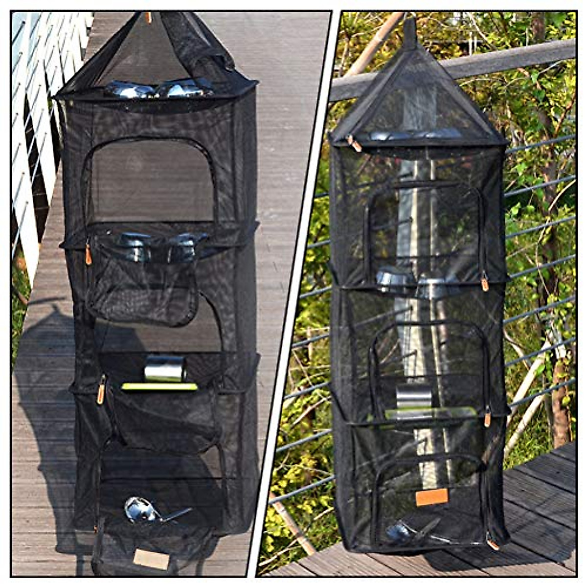 BESPORTBLE Foldable 4 Layers Hanging Drying Net Hanging Dryer Net with Zipper for Outdoor Exquisite Home Accessories