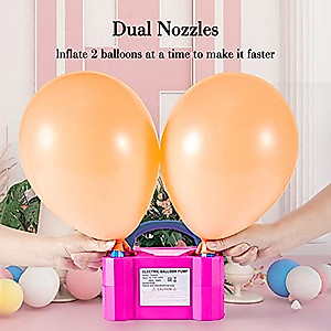 DEMELA Electric Air Balloon Pump Portable Air Blower Pump for Balloons 110V 600W Dual Nozzle Electric Inflator for Party Decoration Sports Rose Red