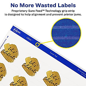 Avery Printable Blank Square Gift Tags with Sure Feed, 1.5" x 1.5", White, 200 Customizable Tags with Strings (22849)