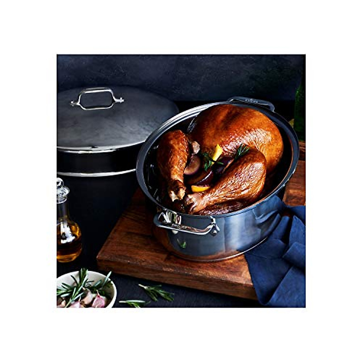 All-Clad Specialty Cookware Stainless Steel Covered Oval Roaster with Lid and Rack 19 x 12 x 10 Inch Roaster Pan, Pots and Pans, Cookware