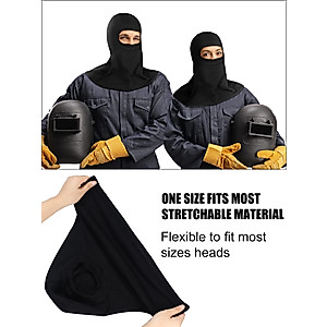 2 Pieces Flame Resistant Balaclava Neck Full Face Mask Cover Hood Balaclava Mask Fire Resistant Balaclava Hood Men's Balaclavas for Head Welding Firefighter Working Hunting Black