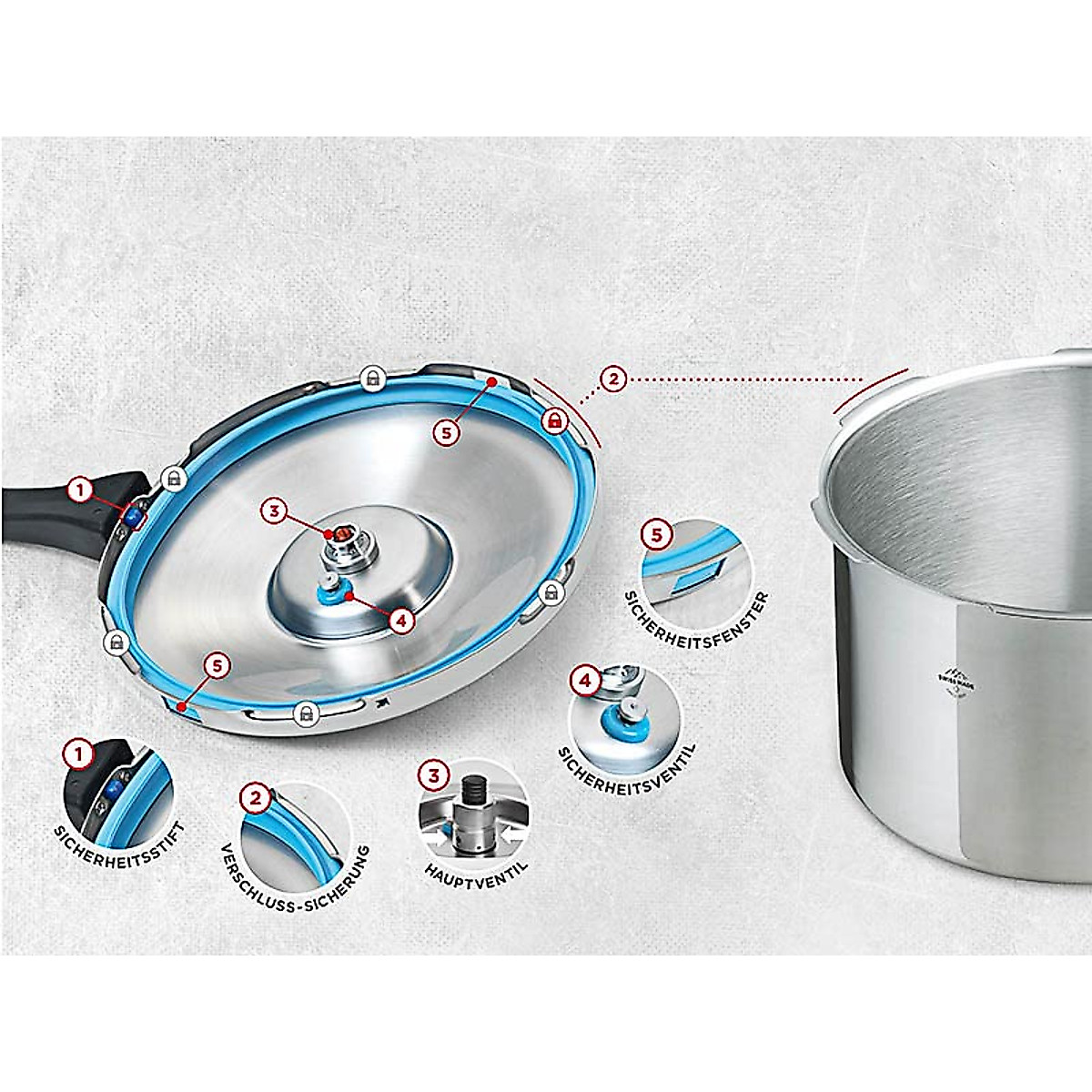 Kuhn Rikon DUROMATIC® Pressure Cooker 8.75” 6.3 qt family of 4 with side handles to save space