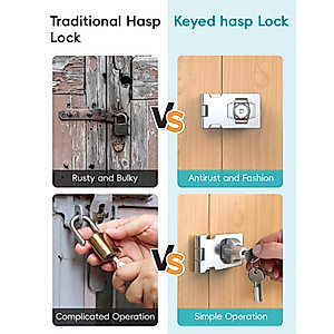 I-EASYDWW Keyed Hasp Locks, Cabinet Locks, Twist Knob Keyed Locking Hasp for Cabinet Small Door, Zinc Alloy with Iron Chrome Plating, with Keys and Screws, Silver, 2.5 Inches